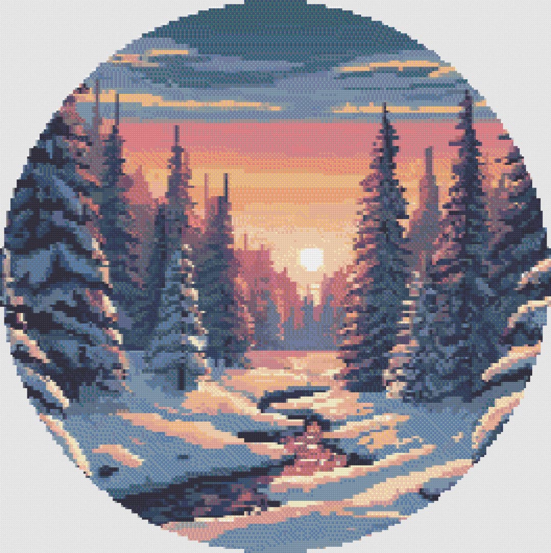 Winter Sunset Cross Stitch PDF Pattern - Etsy
