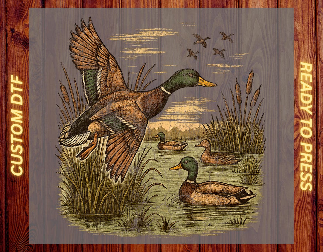 Vintage Mallard Duck DTF Heat Transfer – Retro Hunting Waterfowl ...