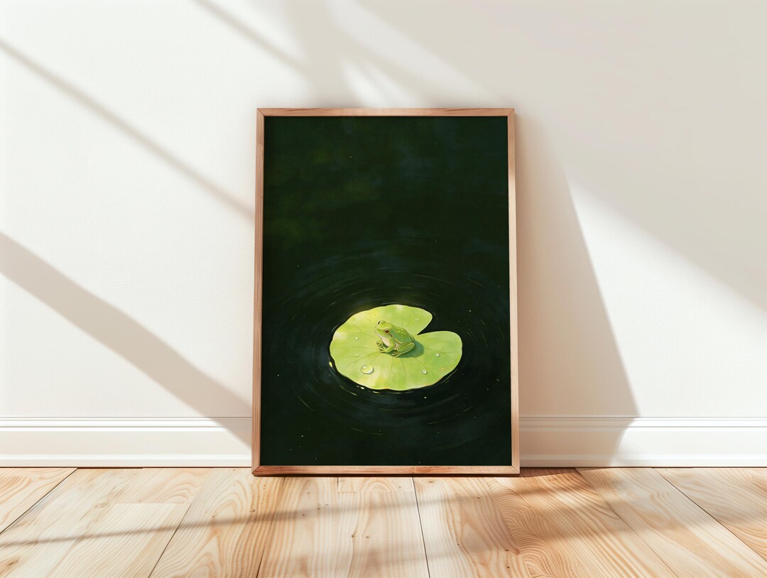 Tiny Frog Lily Pad Print | Cute Frog Wall Art | Frog Pond Poster | Frog ...