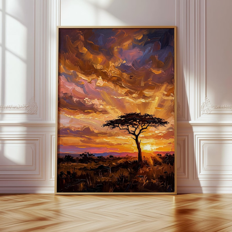African Sunset Painting - Etsy UK