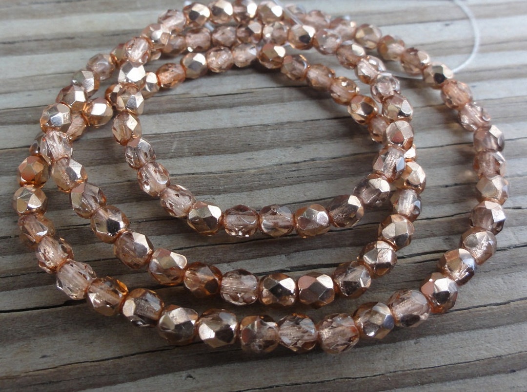 Metallic Apricot Czech Glass Faceted 4mm Beads 16 Inch Full Strand ...