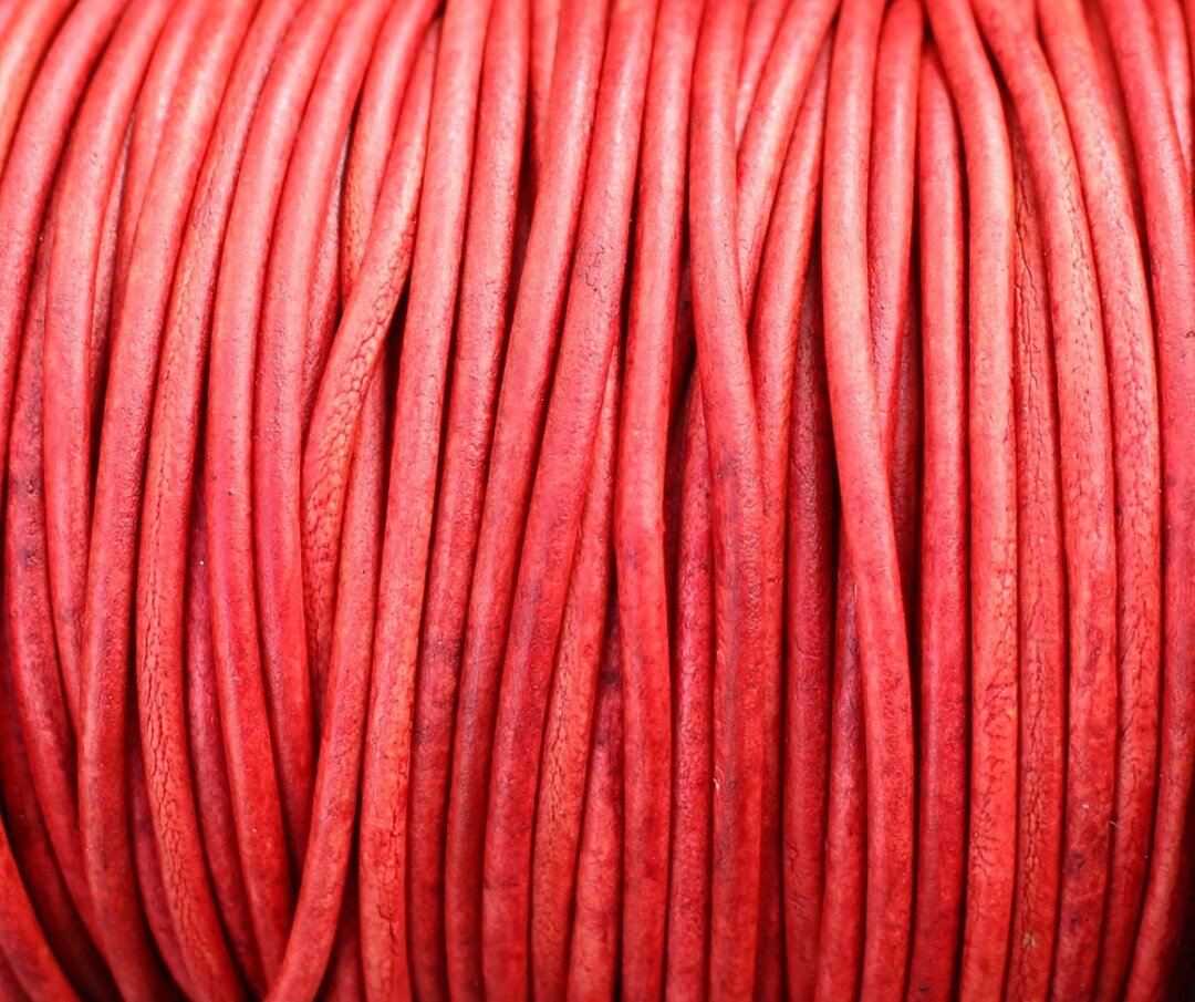 3mm Leather Cord - Red Distressed Leather Cord Round Natural Dye - 2 ...