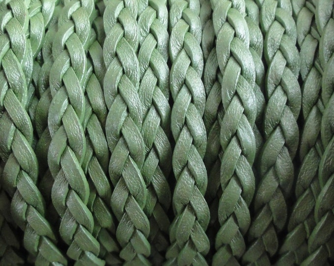 Metallic Juniper Green Flat Braided Leather Cord - 5mm Wide - 1 Yard - Etsy