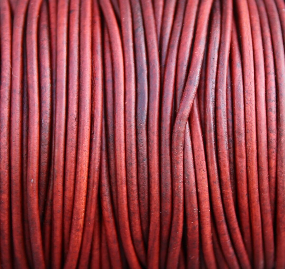 10 Yards 3mm Turkey Red Distressed Leather Cord Round Natural Dye - Etsy