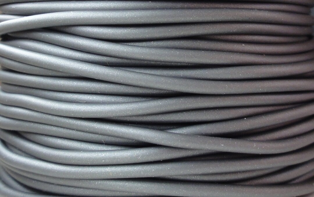 2mm Pewter Rubber Cord Solid Round Synthetic Rubber 5 Yard Increments ...