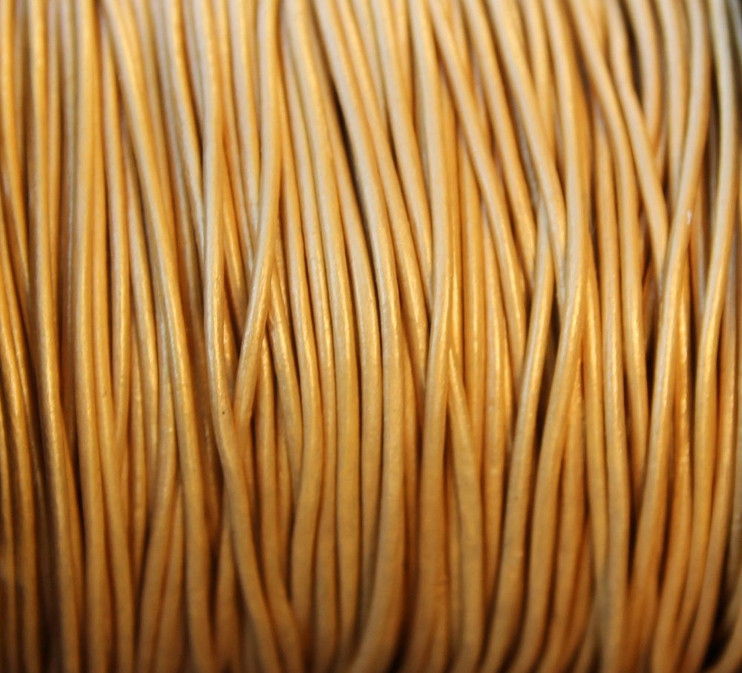 1mm Metallic Gold Genuine Leather Cord 1.0mm Round Cord - Yellow - 10 ...
