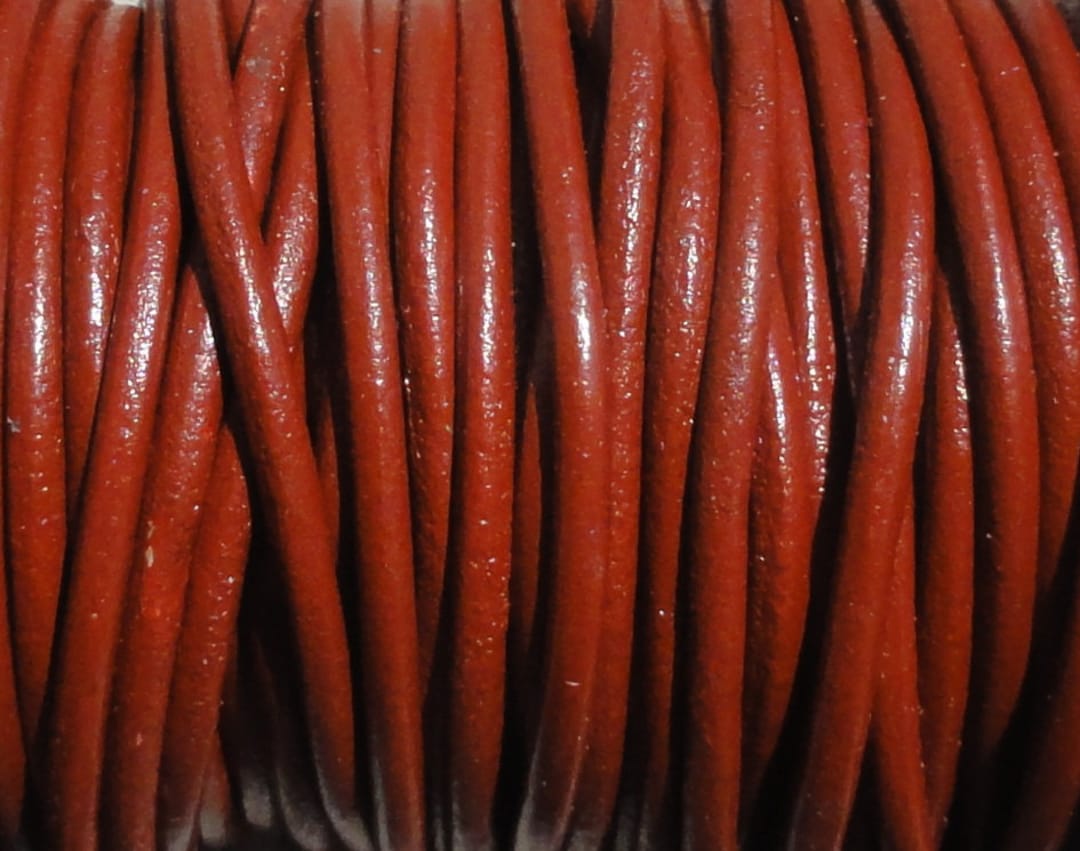 1.5mm Brick Red Genuine Leather Round Cord - 10 Yard Increments - Etsy
