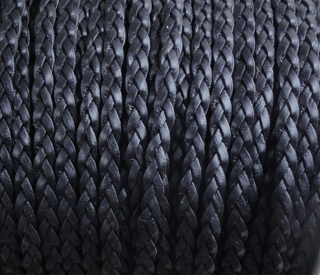 Black Flat Braided Leather Cord 5mm Wide 1 Yard - Etsy