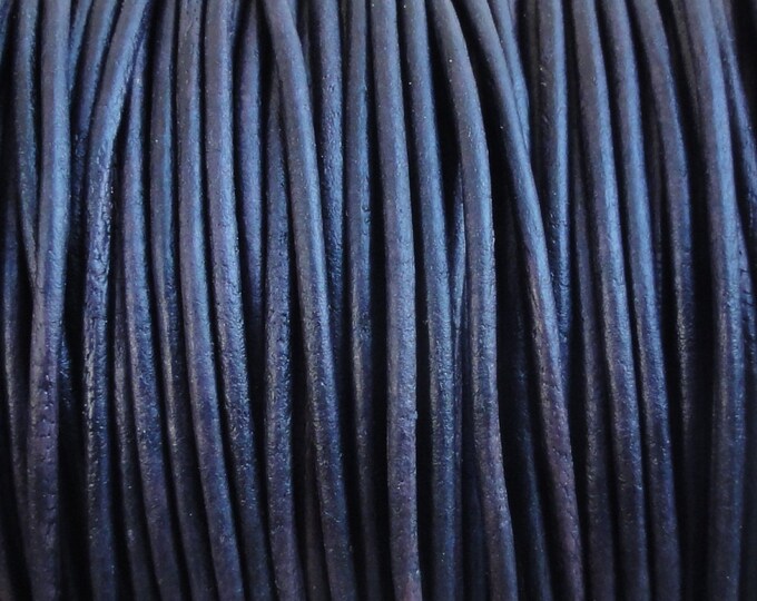 1.5mm Pacific Blue Distressed Leather Cord Round Natural Dye 10 Yard ...