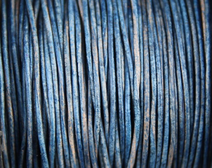 1mm Blue Distressed Leather Cord Round Natural Dye - 1.0mm Leather - Etsy