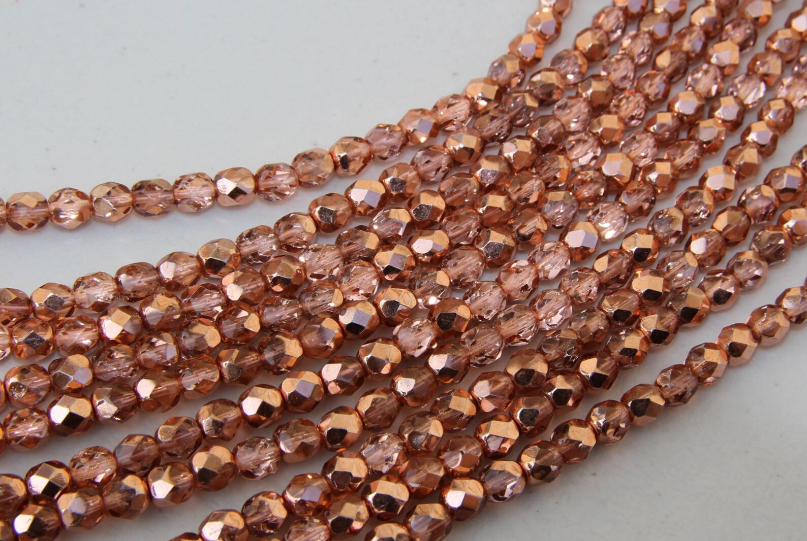 6mm Metallic Apricot Czech Glass Faceted Fire-polished Beads 16 Inch ...