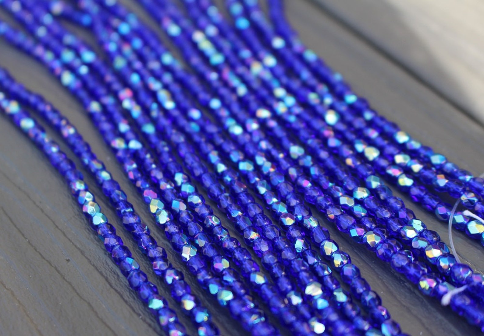 Light Cobalt Blue With AB Finish Firepolished Czech Glass - Etsy