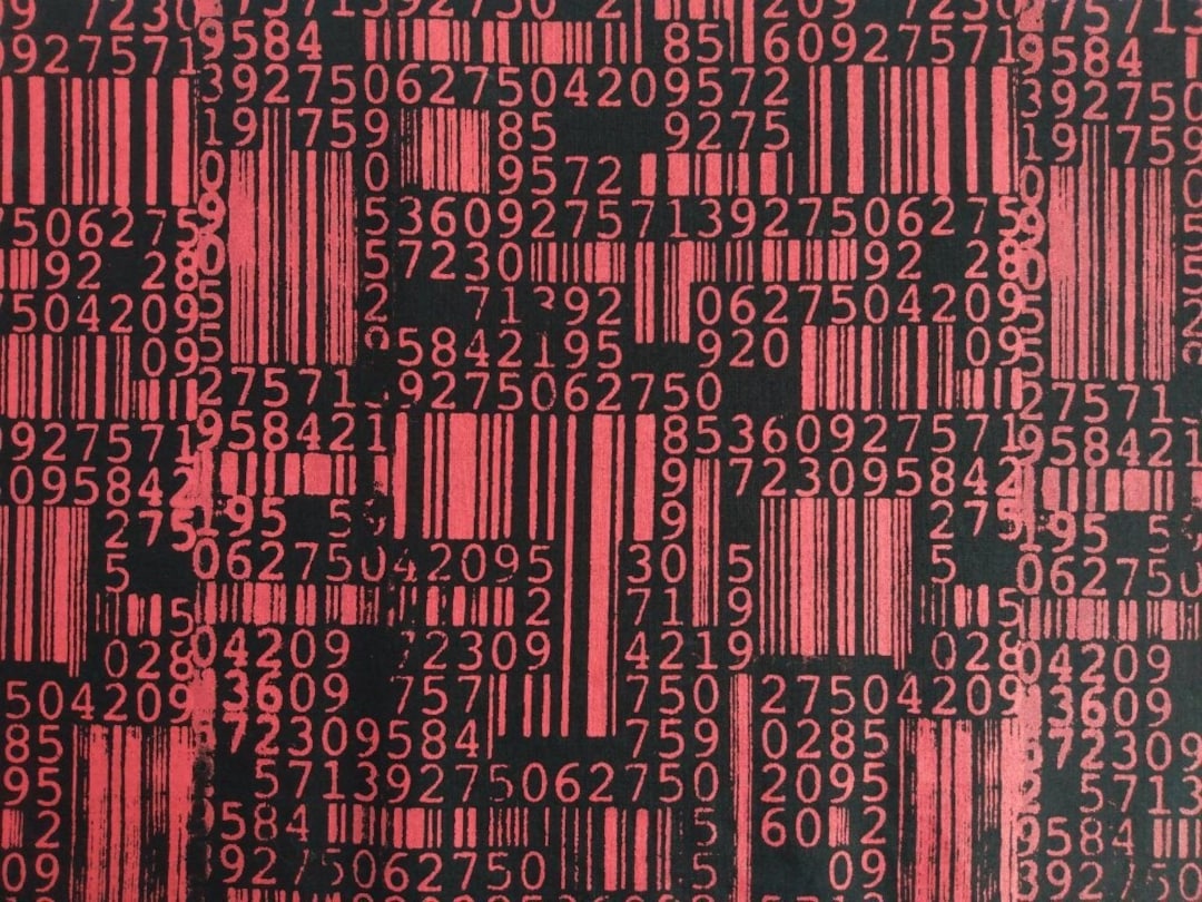 Original Barcodes Screen Printed Cyber Punk Fabric (red Version) - Etsy