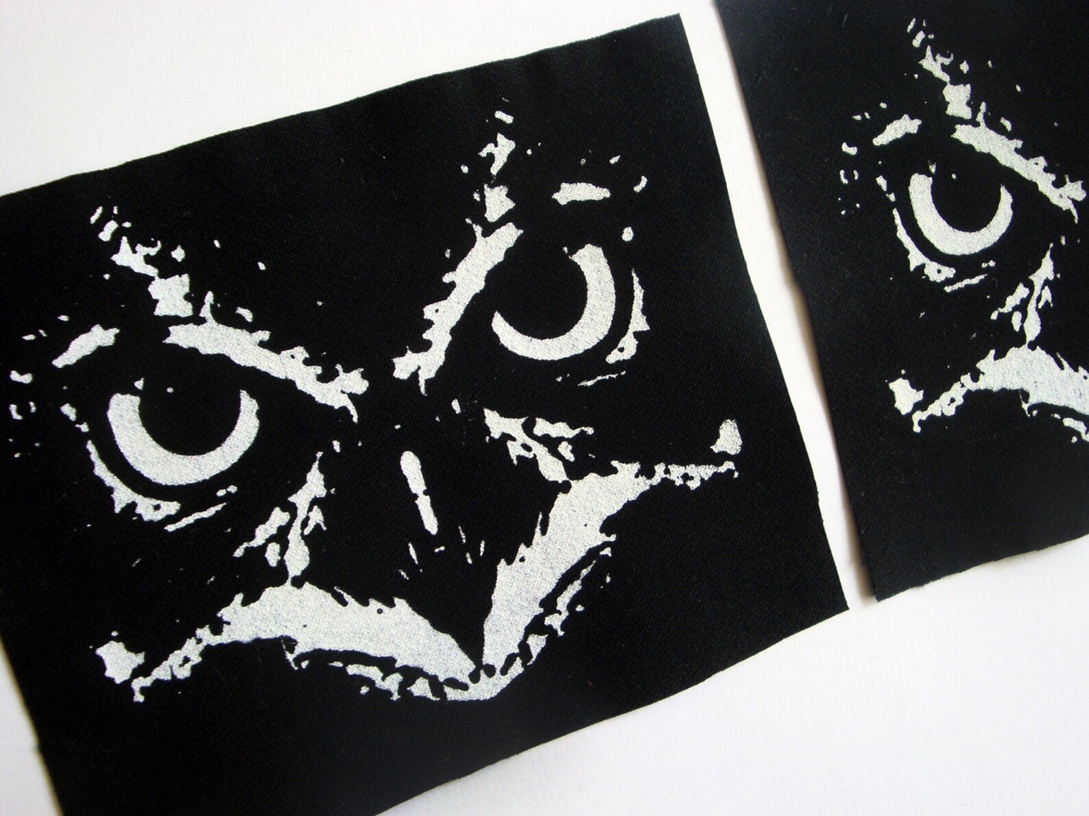 Owl Face Screen Print Sew-on Patch Halloween Punk - Etsy