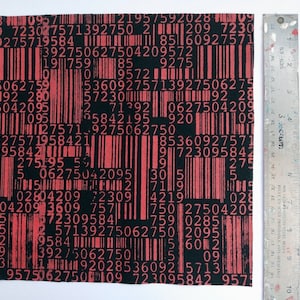 Original Barcodes Screen Printed Cyber Punk Fabric (red Version) - Etsy