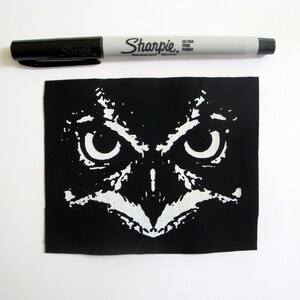 Owl Face Screen Print Sew-on Patch Halloween Punk - Etsy