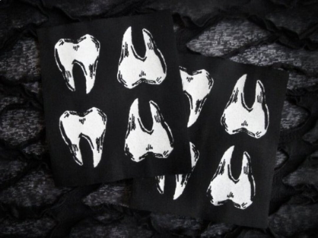 4 Teeth Punk Horror Handmade Sew-on Fabric Patches Set - Etsy