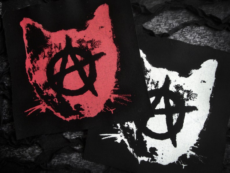 Anarchy Kitty Cat Punk Handmade Fabric Sew-on Patches - Etsy