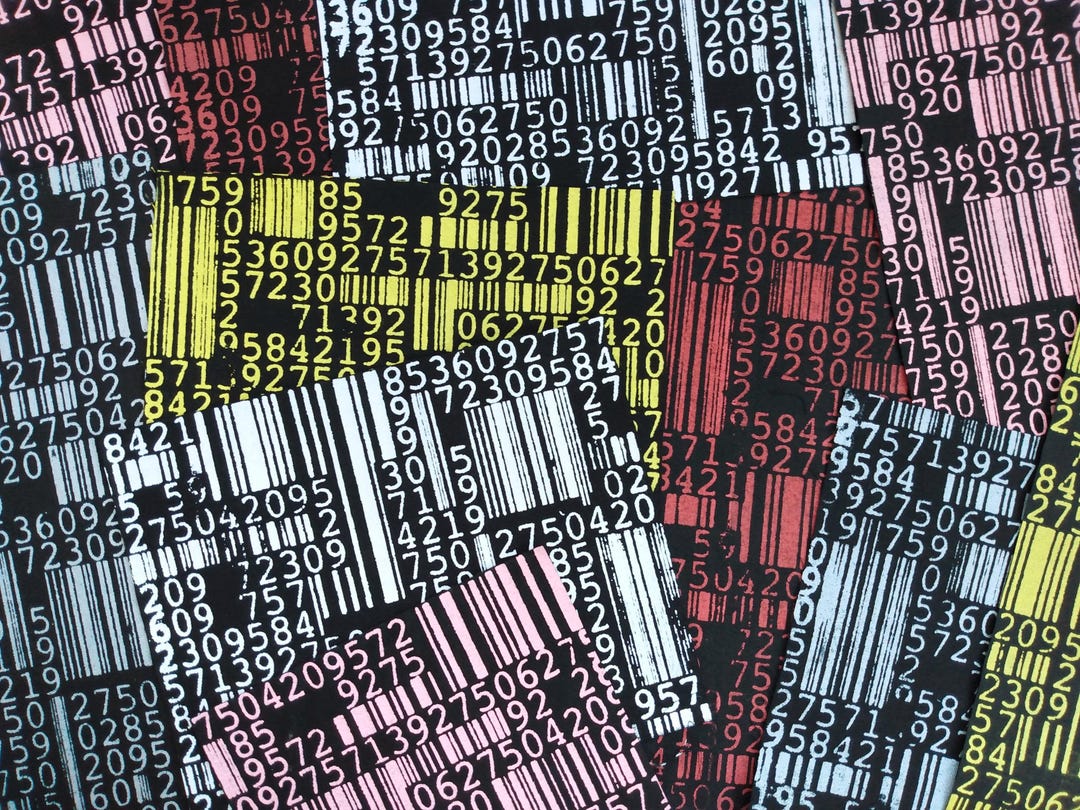 Original Barcodes Screenprinted Cyber Punk Fabric Scraps Pieces (all ...