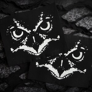 Owl Face Screen Print Sew-on Patch Halloween Punk - Etsy