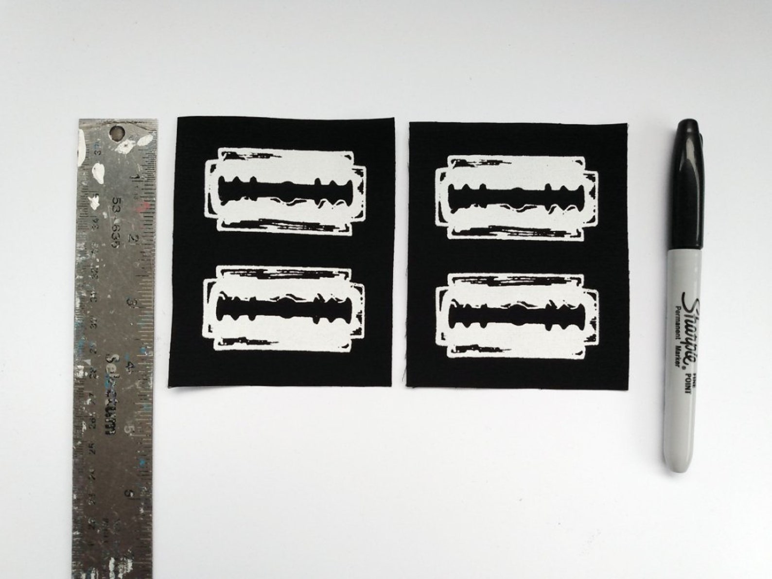 Razor Blades Goth Punk Handmade Sew-on Fabric Patches Set (black ...