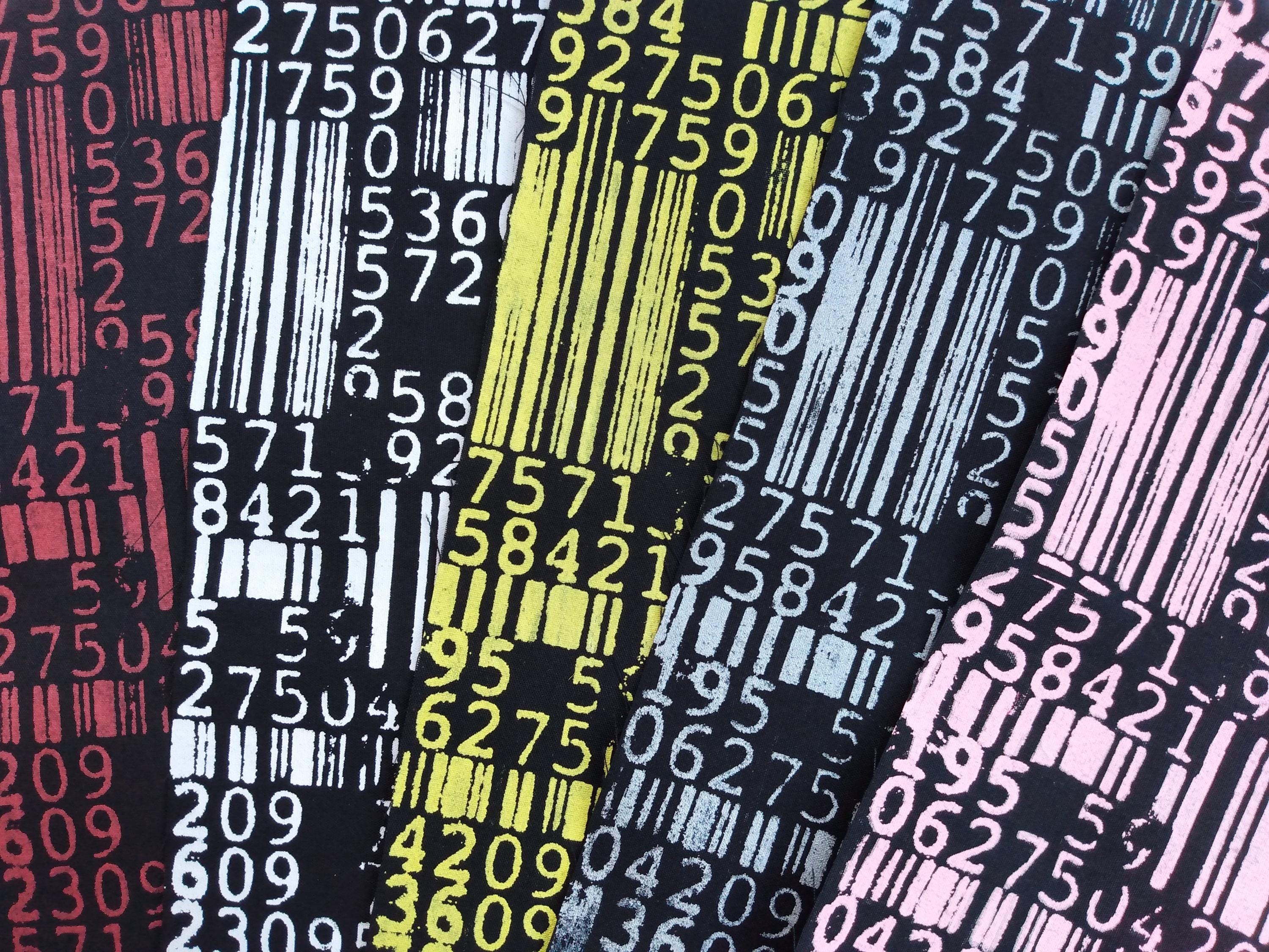 Original Barcodes Screen Printed Cyber Punk Fabric (white Version) - Etsy