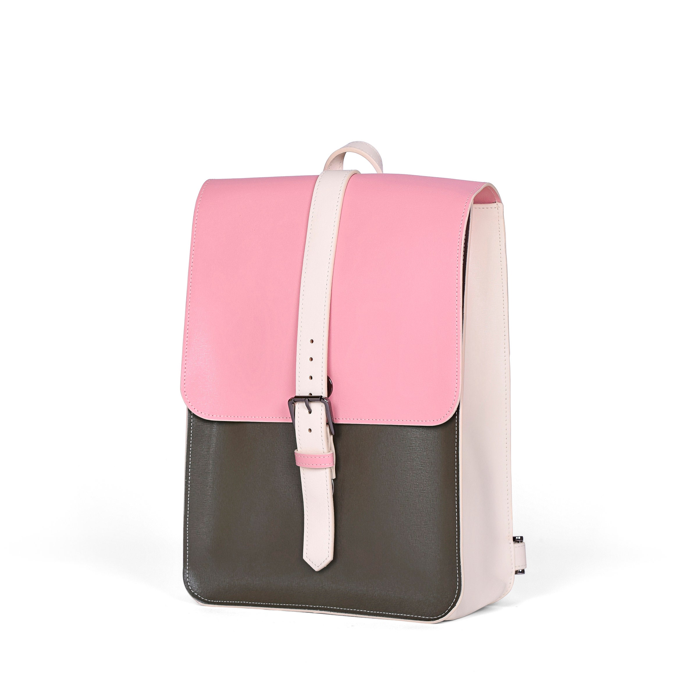 Pink Olive Cream Leather Backpack - Etsy