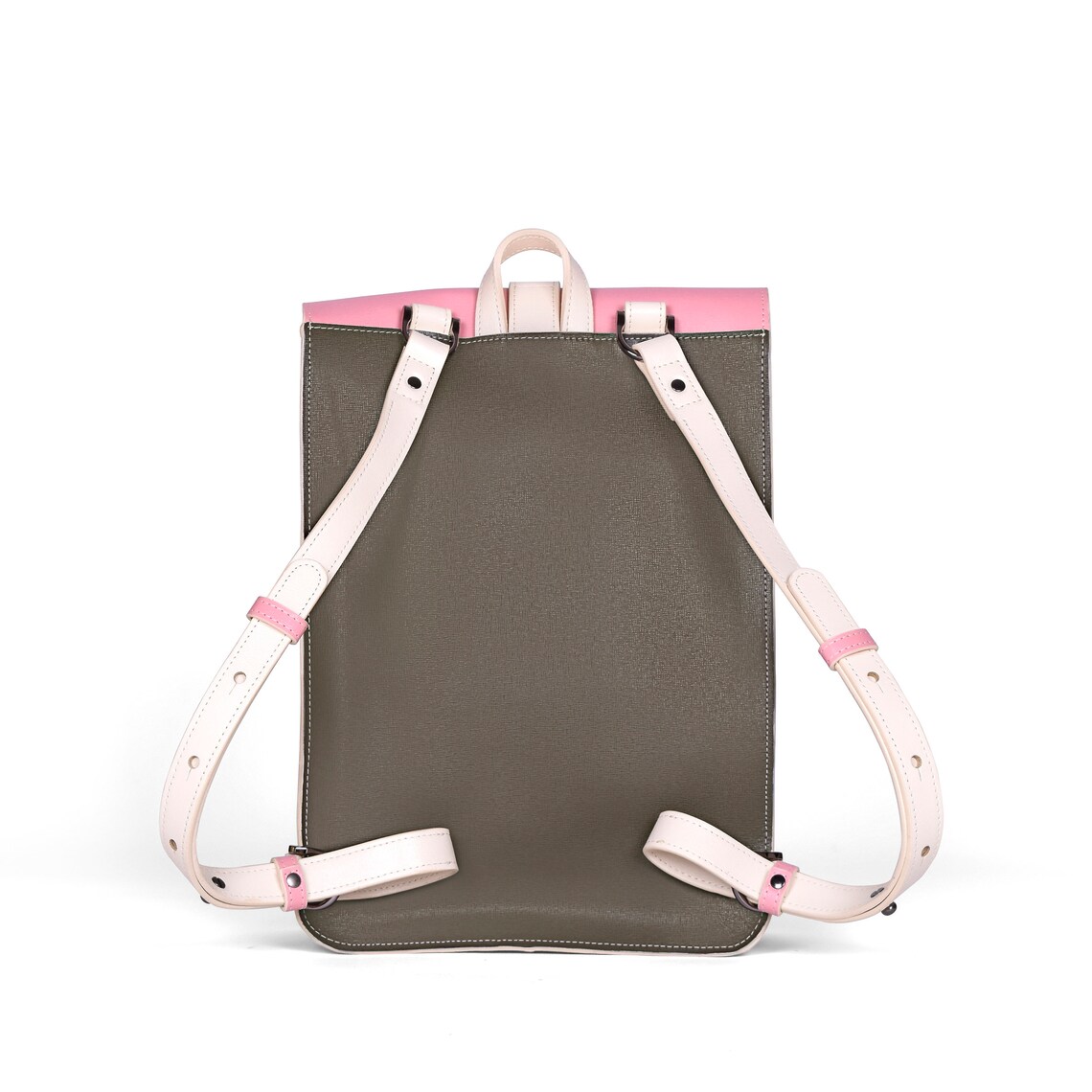 Pink Olive Cream Leather Backpack - Etsy