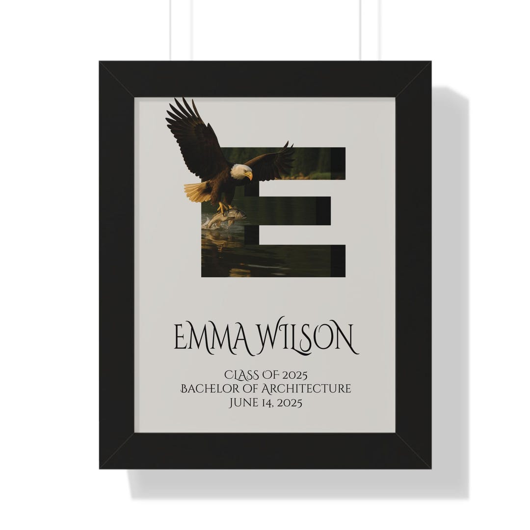 Personalized Animal Initial Graduation Wall Art, Framed Custom Name ...
