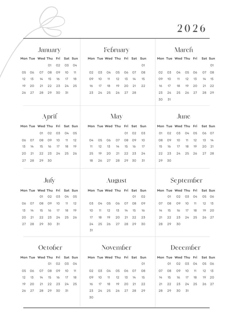 Minimalist 2026 Planner Printable Calendar | Dated Daily Weekly Monthly ...