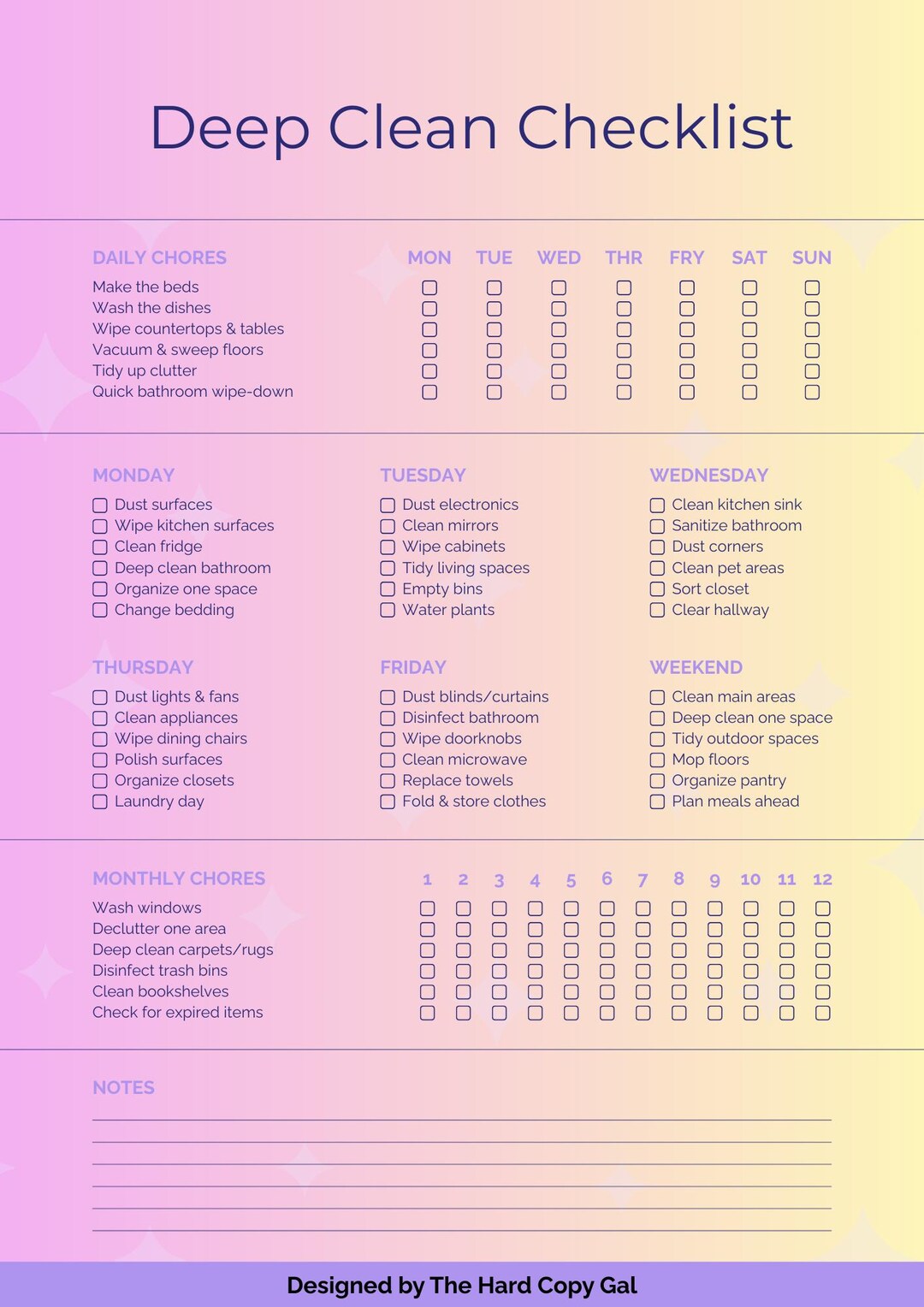 Deep Clean Checklist Printable PDF - Etsy