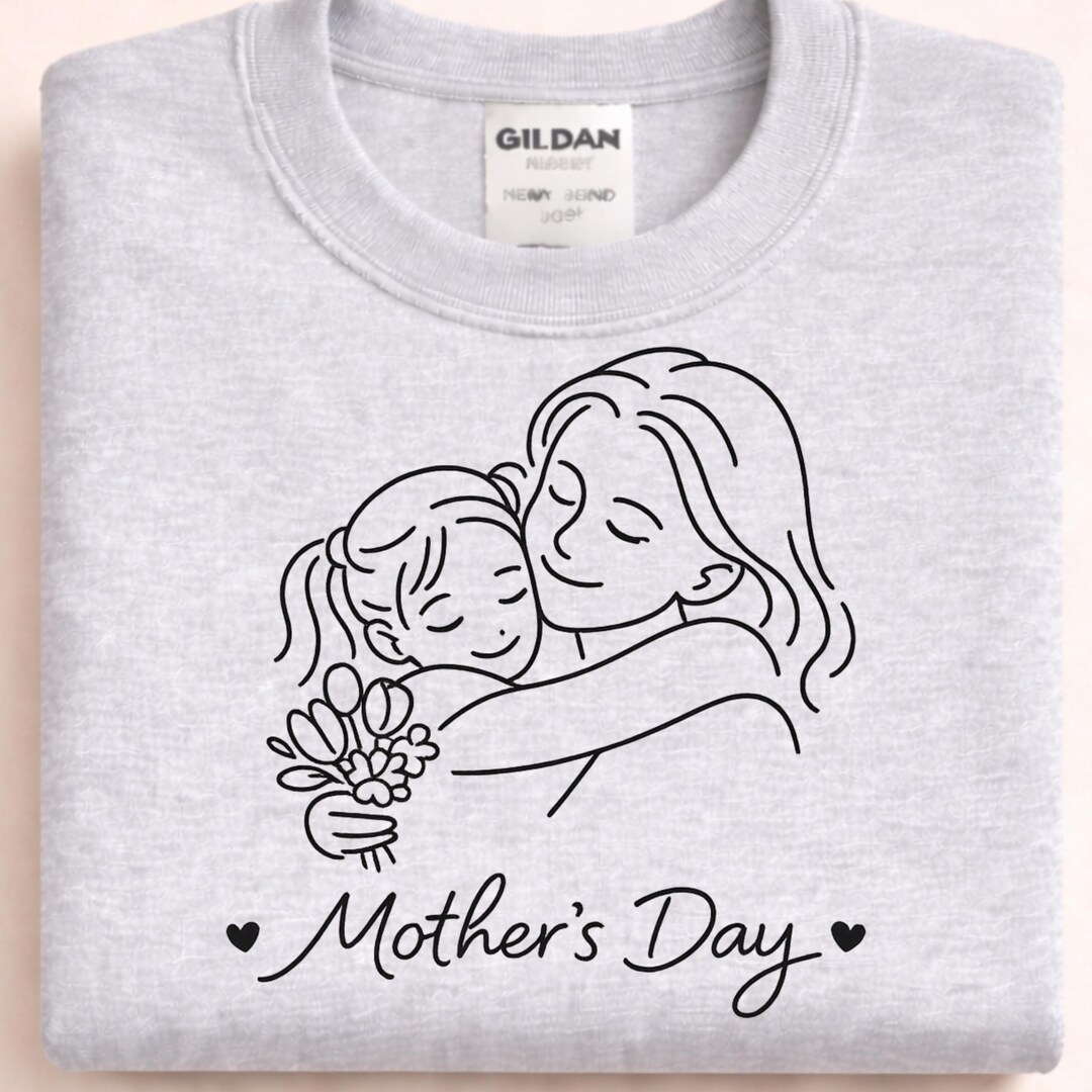 Minimalist Mama and Daughter Line Art Graphical Shirt & Sweatshirt ...