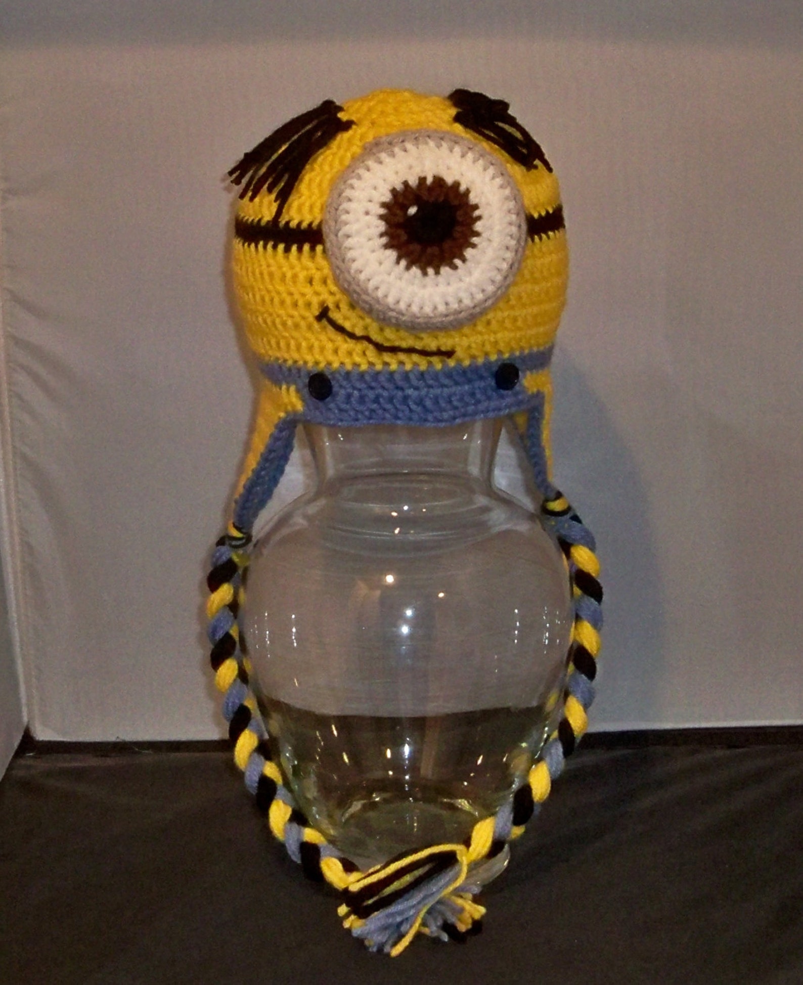 Yellow and Blue Crocheted One Eyed Minion Ear Flaps and - Etsy