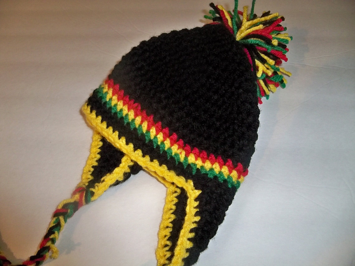 Crocheted Rasta Baby Flapper Beanie - Etsy