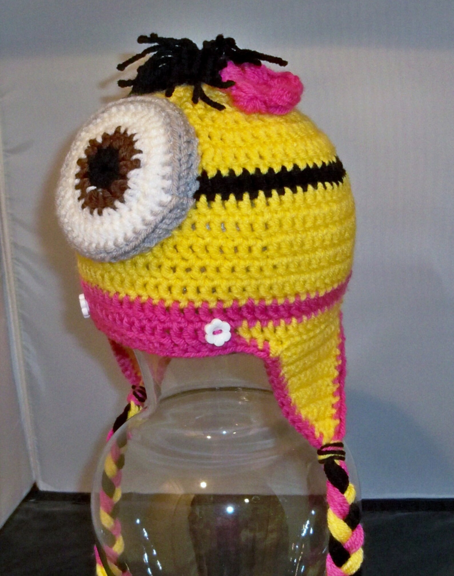 Yellow and Pink Girls Minion Crocheted One Eyed Minion Ear | Etsy