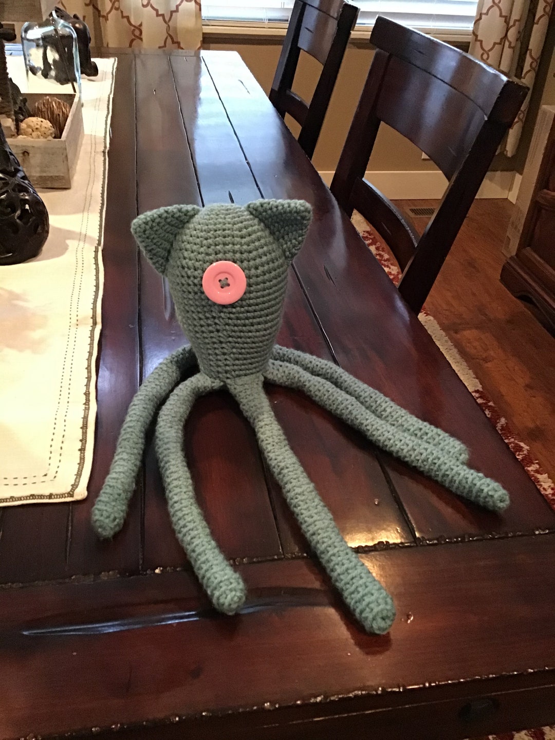 Crocheted One Eyed Octopus Blue Gray - Etsy