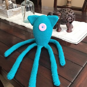 Crocheted One Eyed Octopus Bright Turquoise | Etsy