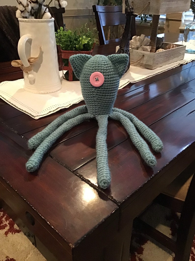 Crocheted One Eyed Octopus Bright Turquoise | Etsy