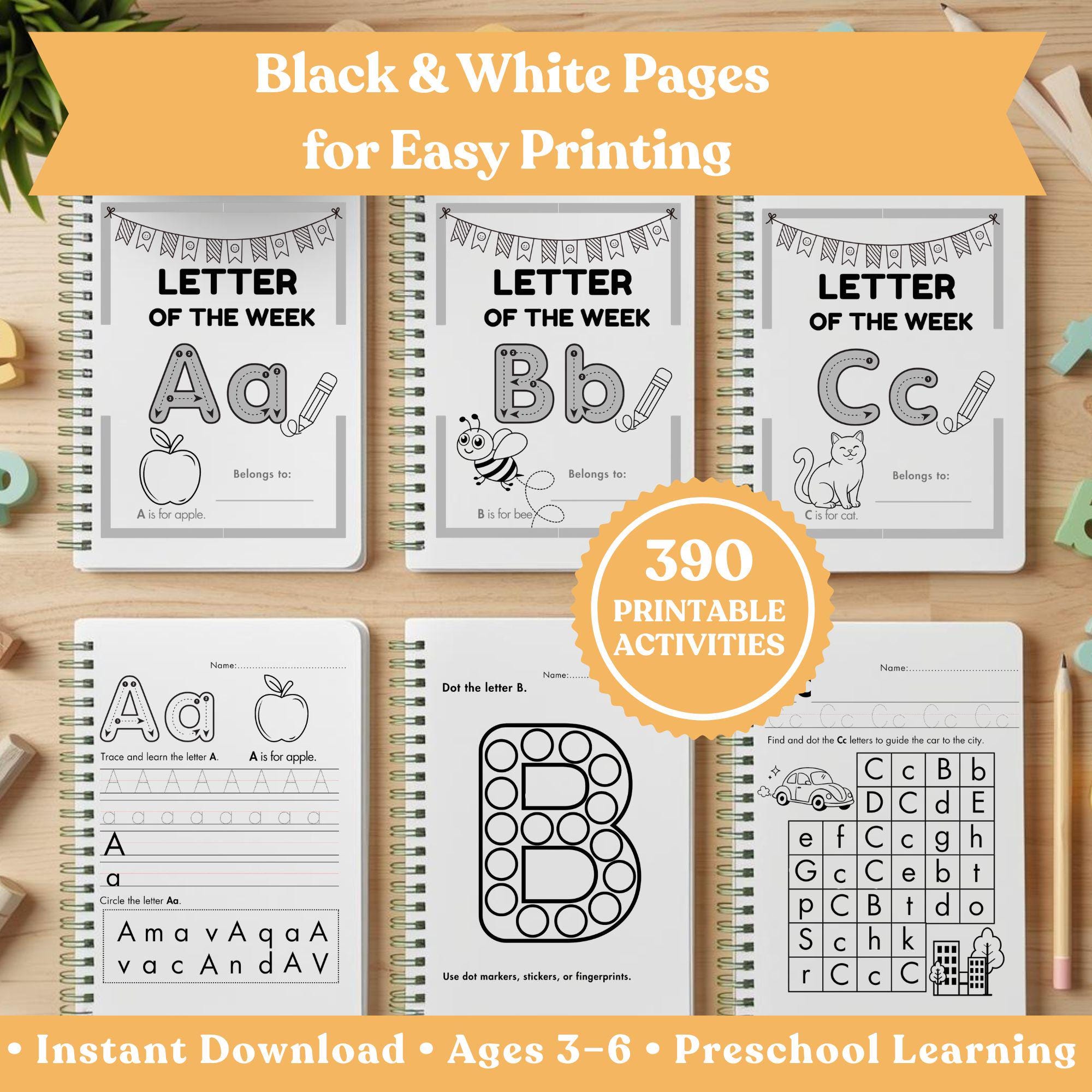 Alphabet Tracing Worksheets, ABC Learning Book, Preschool Activities ...