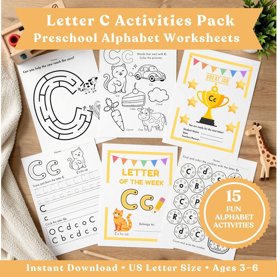Letter C Activities Pack, Preschool Alphabet Worksheets, Ages 3-6 ...