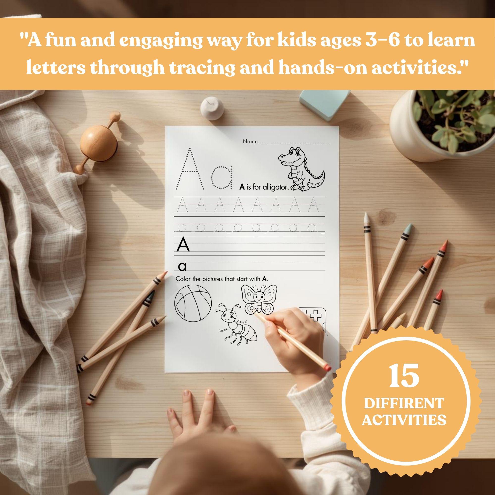 Alphabet Tracing Worksheets, ABC Learning Book, Preschool Activities ...
