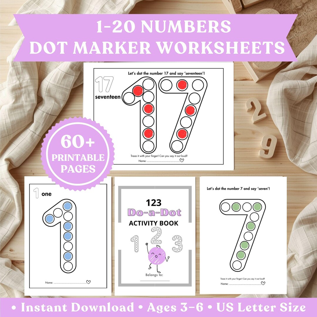 Numbers 1-20 Dot Marker Worksheets, Preschool Do-a-dot Activity Pages ...