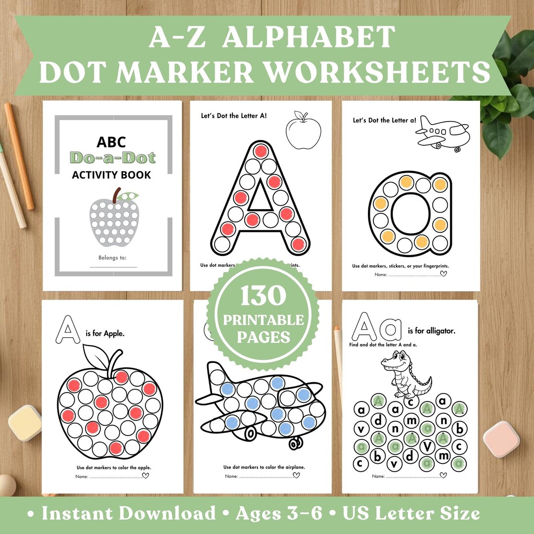 A-Z Alphabet Dot Marker Worksheets, Preschool Activity Pages (digital ...