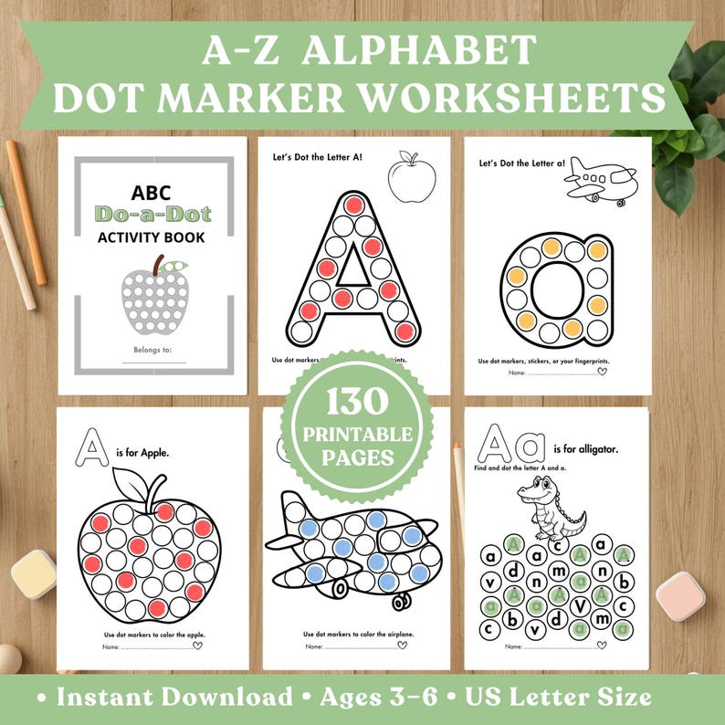 A-Z Alphabet Dot Marker Worksheets, Preschool Activity Pages (digital ...