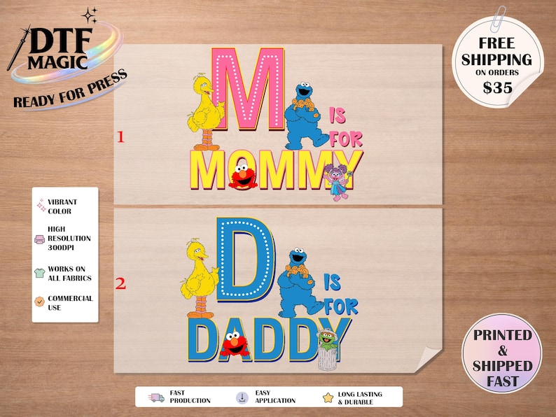 Custom Monster Mommy Daddy DTF Transfer, Matching Family Ready to Press ...
