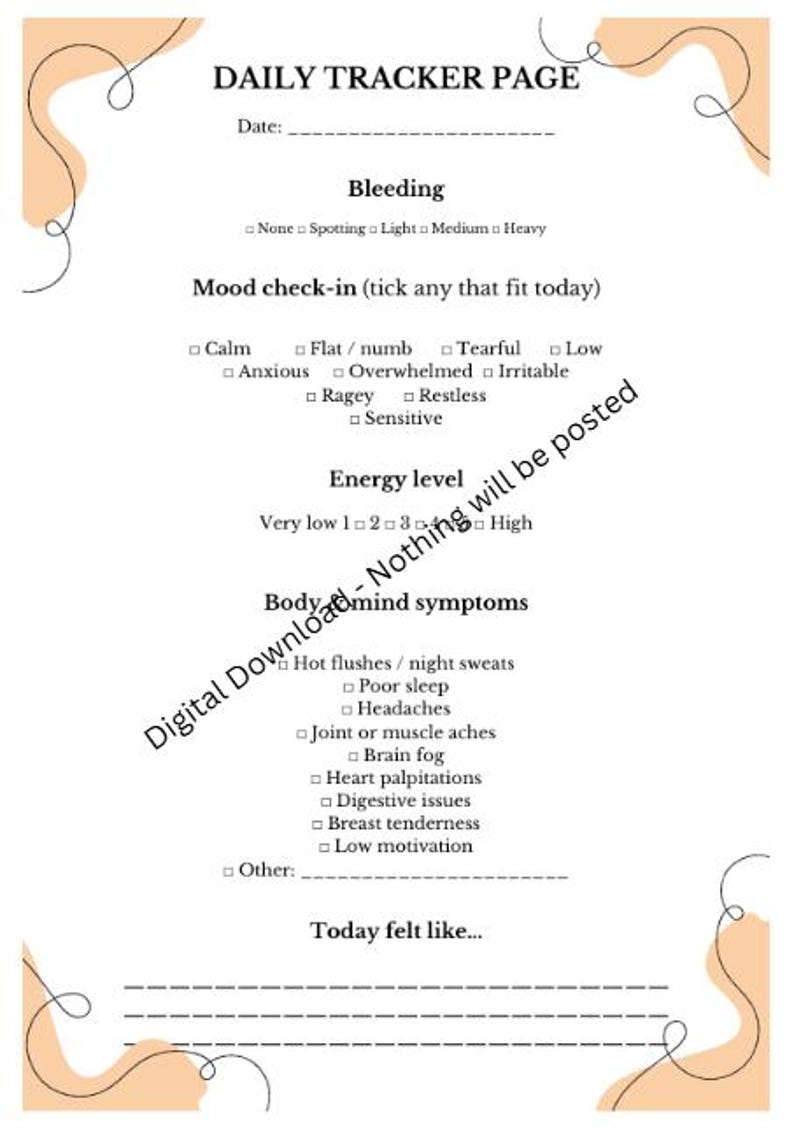 Perimenopause Period and Mood Tracker | Hormone and Symptom Tracker for ...