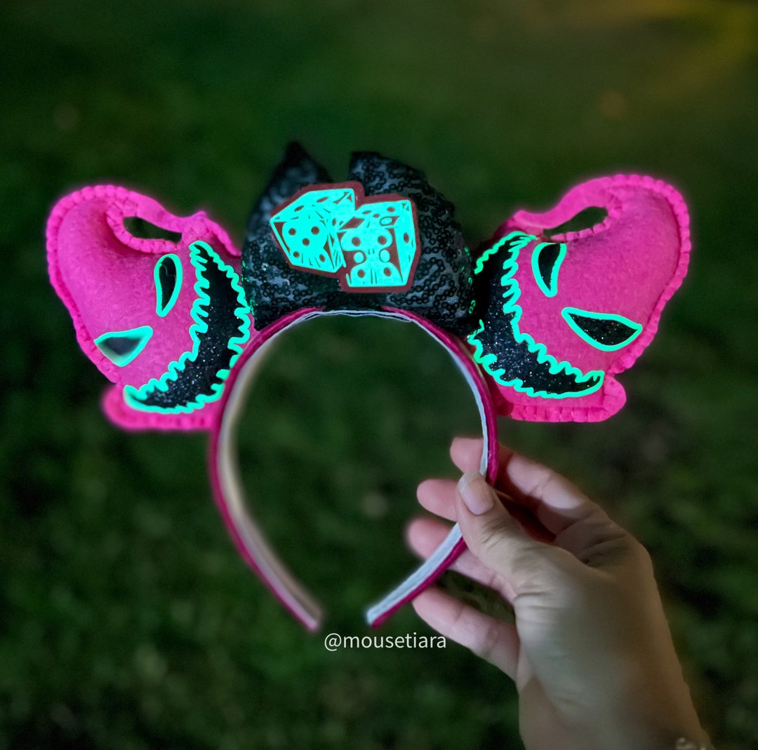 Hot Pink Goth Oogie Boogie Ears Nightmare Before Christmas Glow in the ...