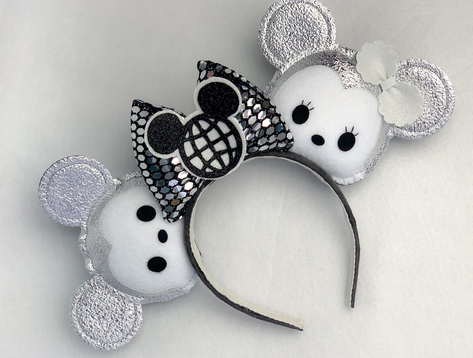Mickey Ears Silver and White Epcot Mickey Minnie Mouse Ears - Etsy