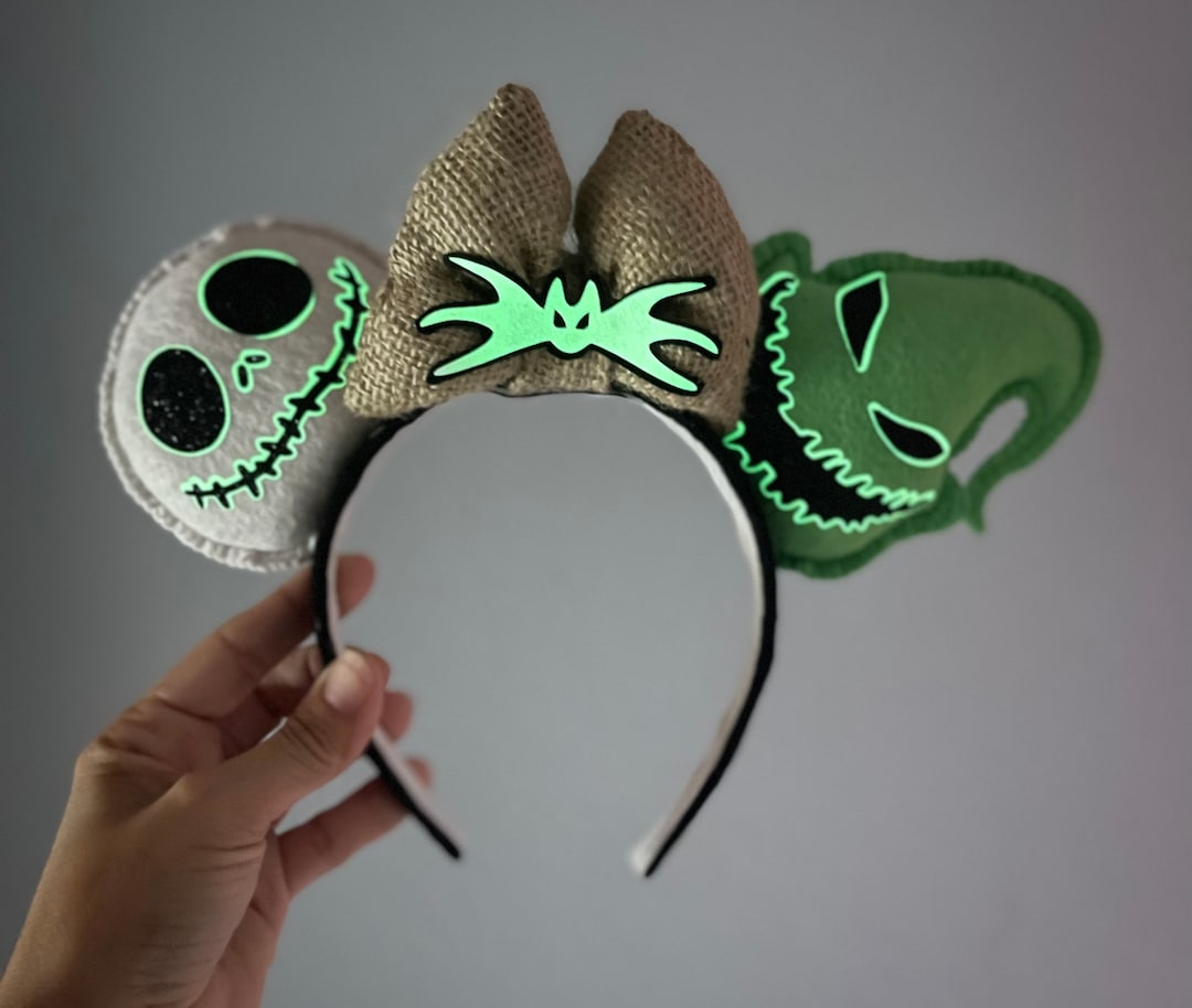 Disney Ears Nightmare Before Christmas Ears Jack and Sally Jack Skellington Oogie Boogie Glow in the Dark Mickey Mouse Ears Headband Etsy