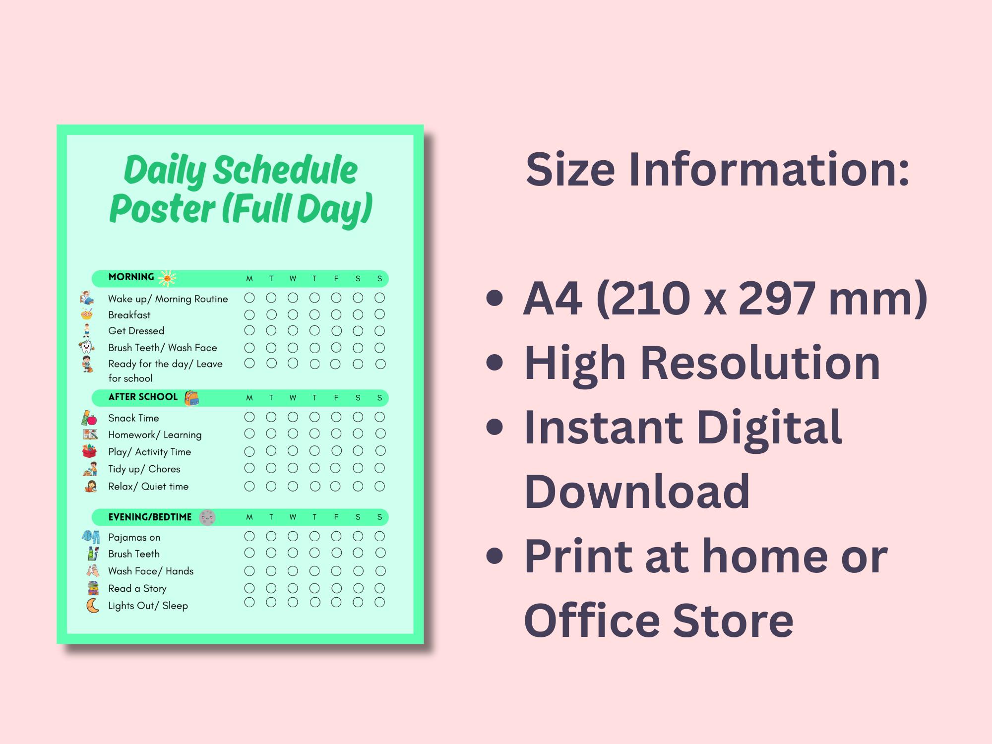 Daily Schedule Poster Printable | Editable Kids Visual Schedule ...